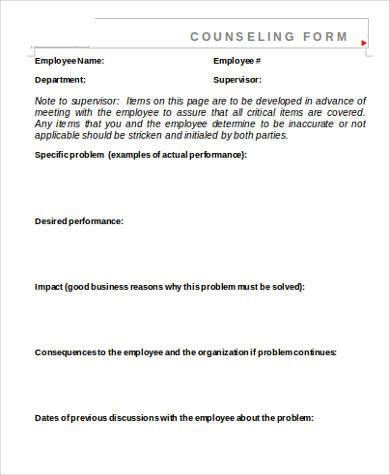 FREE 7+ Sample Performance Counseling Forms in PDF | MS Word