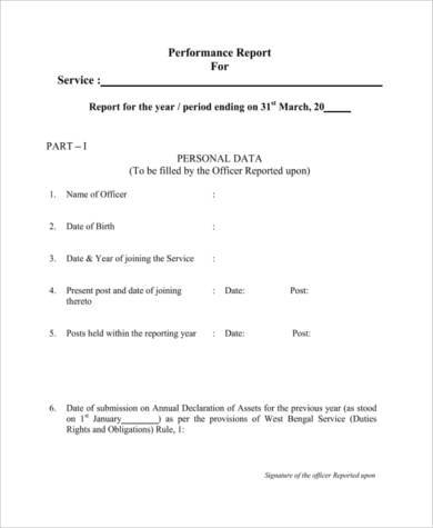 FREE 8+ Sample Performance Report Forms in PDF | MS Word