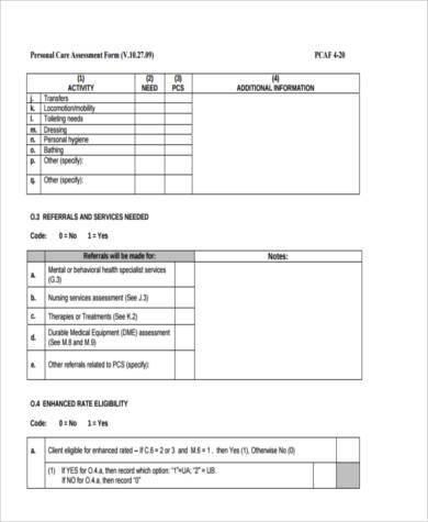 FREE 7+ Sample Personal Assessment Forms in PDF | MS Word