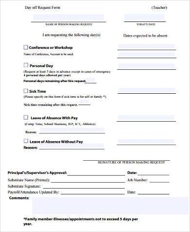 FREE 12+ Day Off Request Form Samples, PDF, MS Word, Google Docs