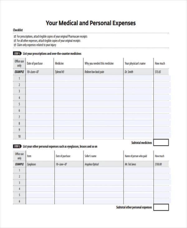 FREE 10+ Sample Personal Expense Forms in PDF | MS Word
