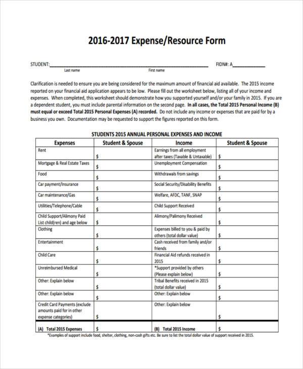 FREE 10 Sample Personal Expense Forms In PDF MS Word