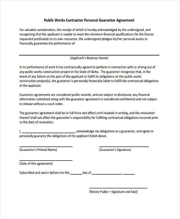 FREE 8 Sample Guarantor Agreement Forms In PDF MS Word