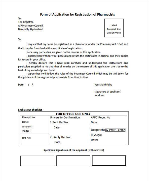 FREE 12+ Pharmacist Registration Form Samples, PDF, MS Word, Google Docs