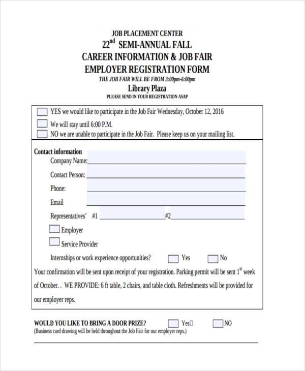 FREE 9+ Job Fair Registration Forms in PDF | MS Word