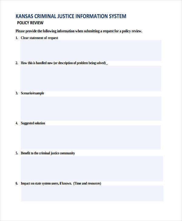 FREE 8+ Sample Policy Review Forms in PDF | MS Word