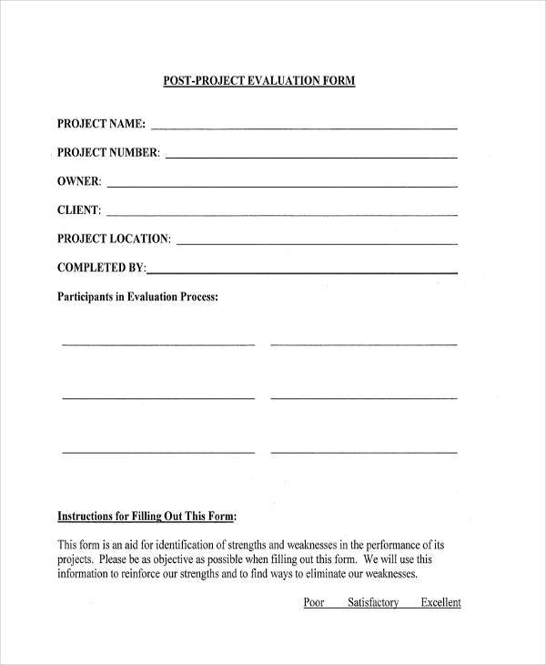 FREE 10+ Sample Project Evaluation Forms in PDF | MS Word | Excel