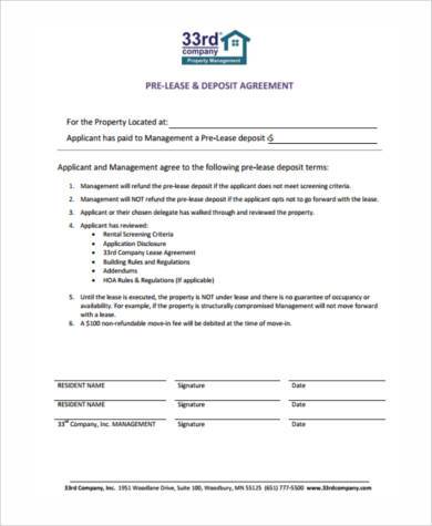 FREE 8+ Sample Lease Deposit Forms in PDF | MS Word