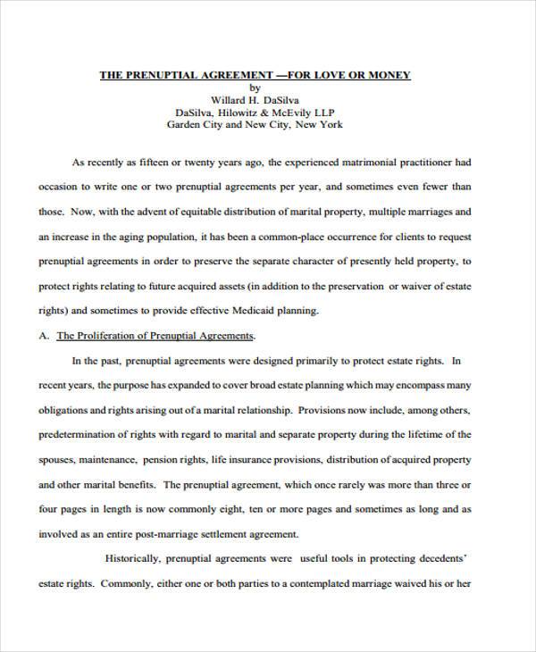 FREE 7+ Prenuptial Agreement Forms in PDF | MS Word