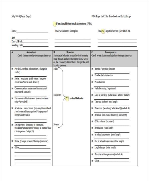 FREE 36+ Assessment Form Samples, PDF, MS Word, Google Docs