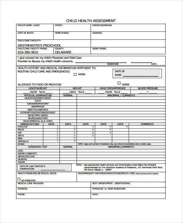 FREE 8+ Preschool Assessment Form Samples in PDF | MS Word