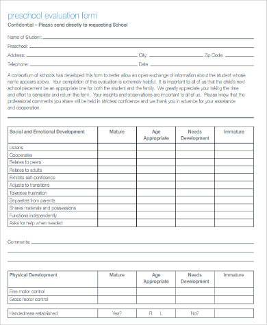 FREE 13+ Preschool Assessment Form Samples, PDF, MS Word, Google Docs