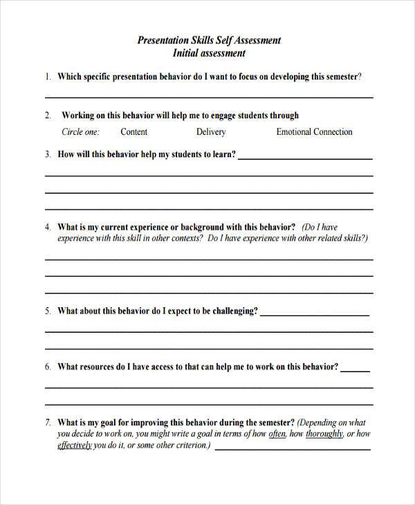FREE 22+ Sample Self-Assessment Forms in PDF | MS Word | Excel