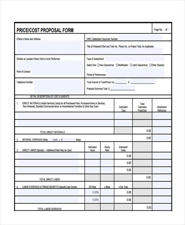 FREE 38+ Sample Blank Proposal Forms in PDF | Excel | MS Word