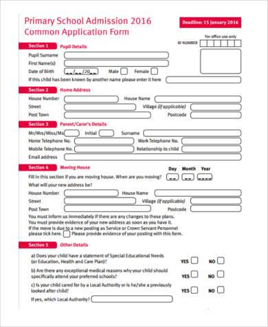 FREE 13+ School Application Form Samples, PDF, MS Word, Google Docs, Excel