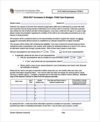 FREE 7+ Sample Child Care Budget Forms in PDF | MS Word