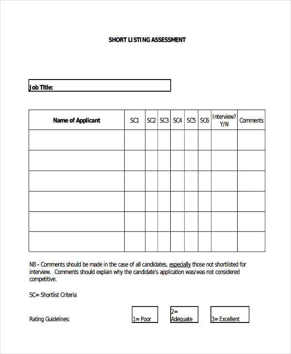 FREE 8+ Job Assessment Form Samples in PDF | MS Word
