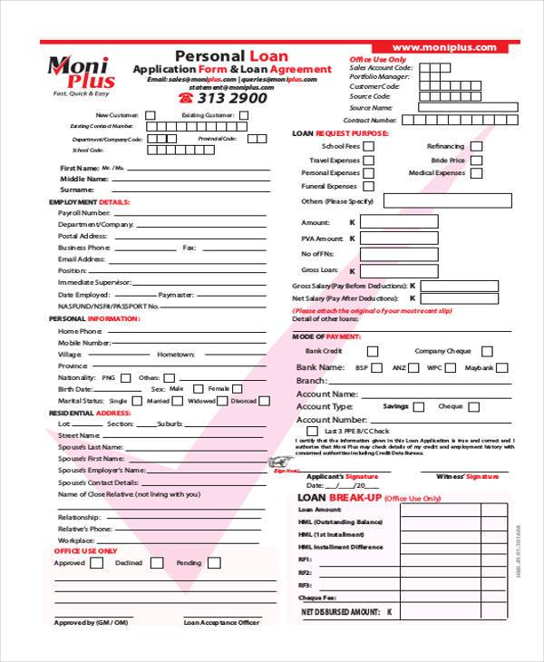 FREE 12+ Personal Loan Agreement Form Samples, PDF, MS Word, Google Docs