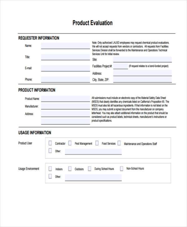 FREE 13+ Product Evaluation Form Samples, PDF, MS Word, Google Docs