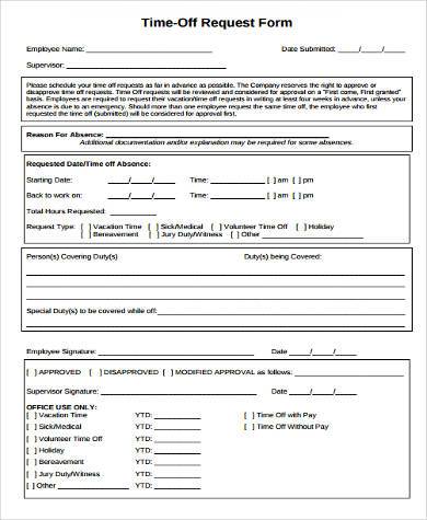 FREE 10+ Sample Request Off Forms in MS Word | PDF | Excel