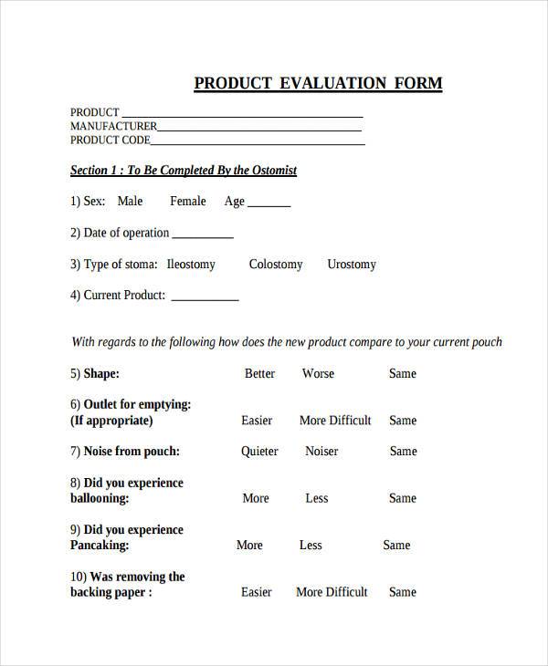 FREE 13+ Product Evaluation Form Samples, PDF, MS Word, Google Docs