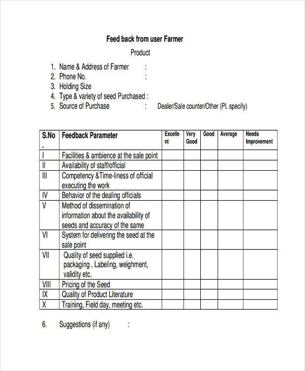 FREE 9+ Sample Product Feedback Forms in PDF | MS Word