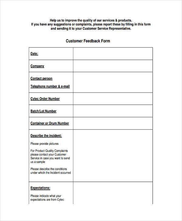 FREE 9+ Sample Product Feedback Forms in PDF | MS Word
