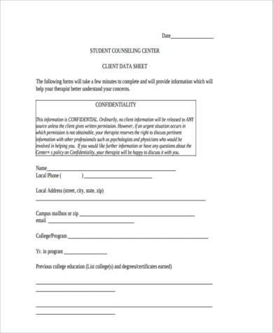 FREE 12+ Student Counseling Form Samples, PDF, MS Word, Google Docs