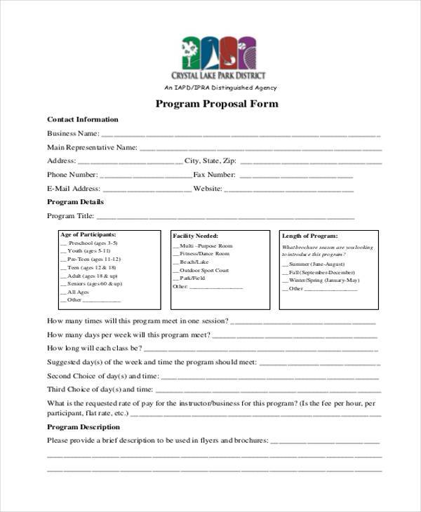 FREE 8+ Program Proposal Forms in PDF | MS Word