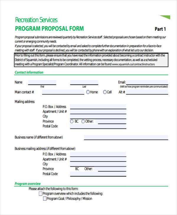 Community Service Proposal Template