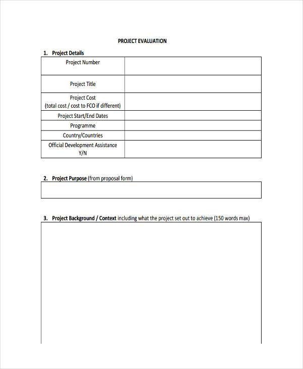 FREE 10 Sample Project Evaluation Forms In PDF MS Word Excel