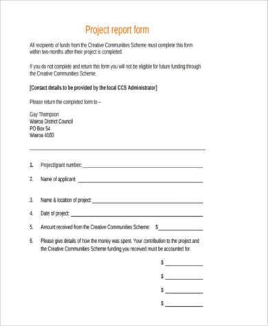 FREE 13+ Project Report Form Samples, PDF, MS Word, Google Docs, Excel