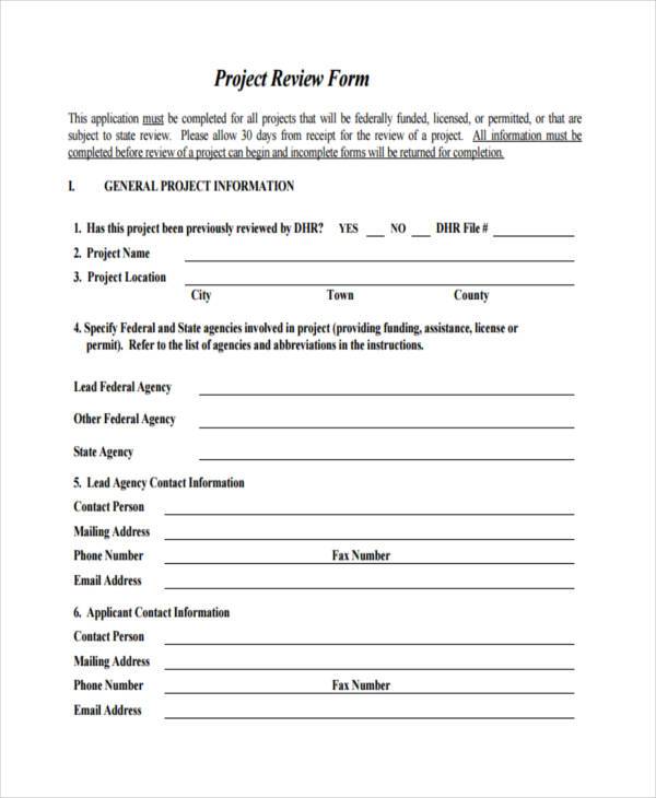 FREE 8+ Sample Project Review Forms in PDF | MS Word | Excel