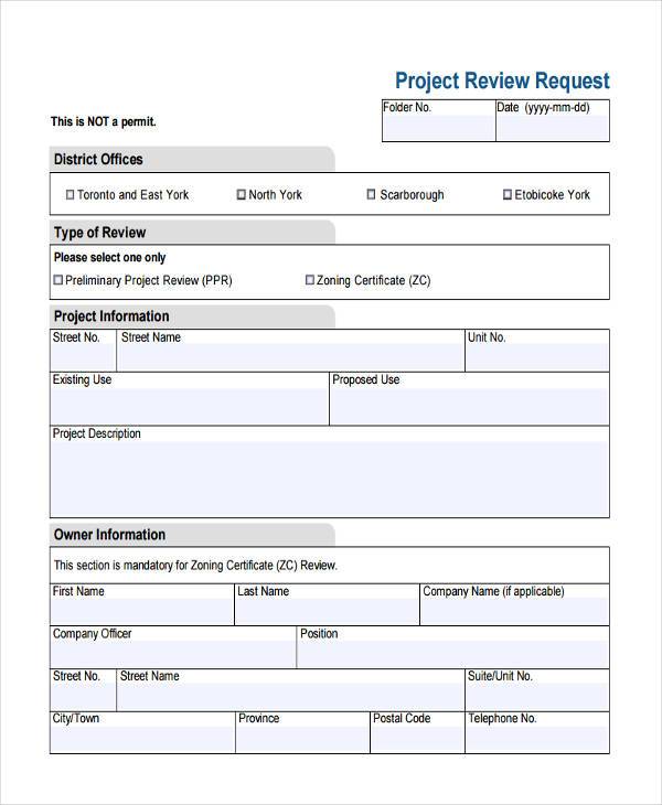 FREE 8+ Sample Project Review Forms in PDF | MS Word | Excel