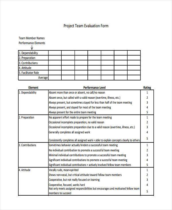 Project Evaluation Template Word