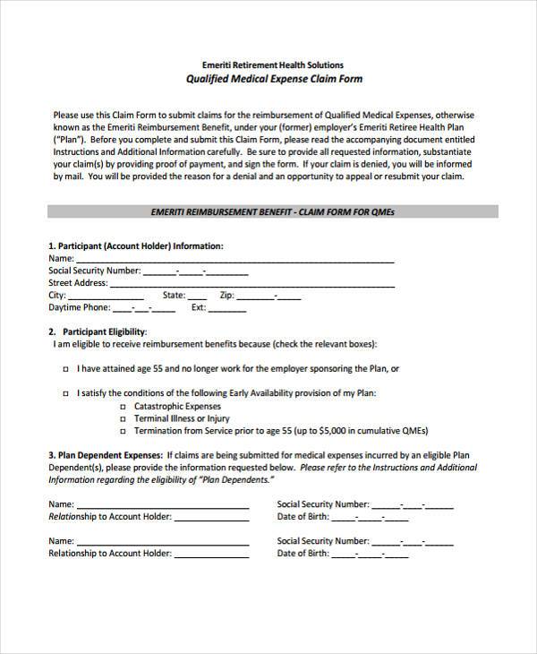 FREE 8+ Sample Medical Expense Forms in PDF | MS Word