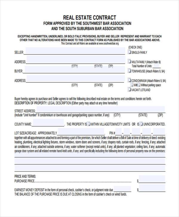FREE 8+ Real Estate Contract Forms in PDF | MS Word