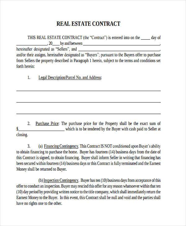FREE 8+ Real Estate Contract Forms in PDF | MS Word
