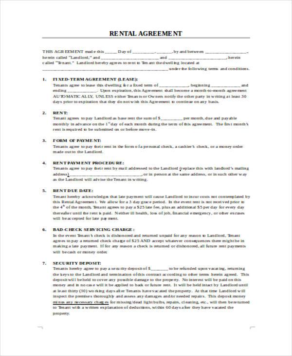 FREE 9+ Rent Contract Forms in PDF | MS Word