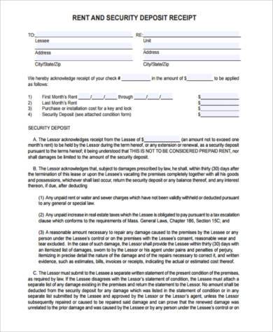 FREE 9+ Sample Rental Deposit Forms in PDF