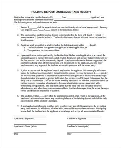 FREE 9+ Sample Rental Deposit Forms in PDF