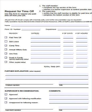 FREE 10+ Sample Request Off Forms in MS Word | PDF | Excel