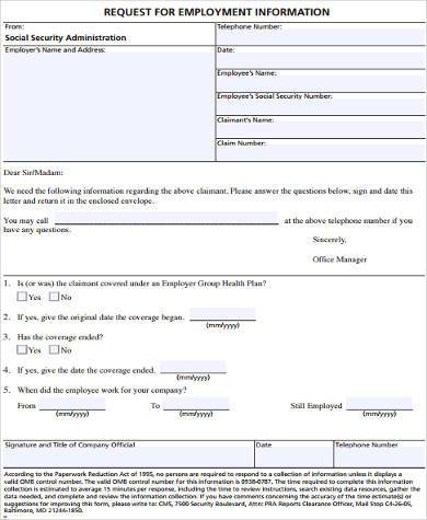 FREE 9+ Sample Employment Information Forms in PDF | MS Word