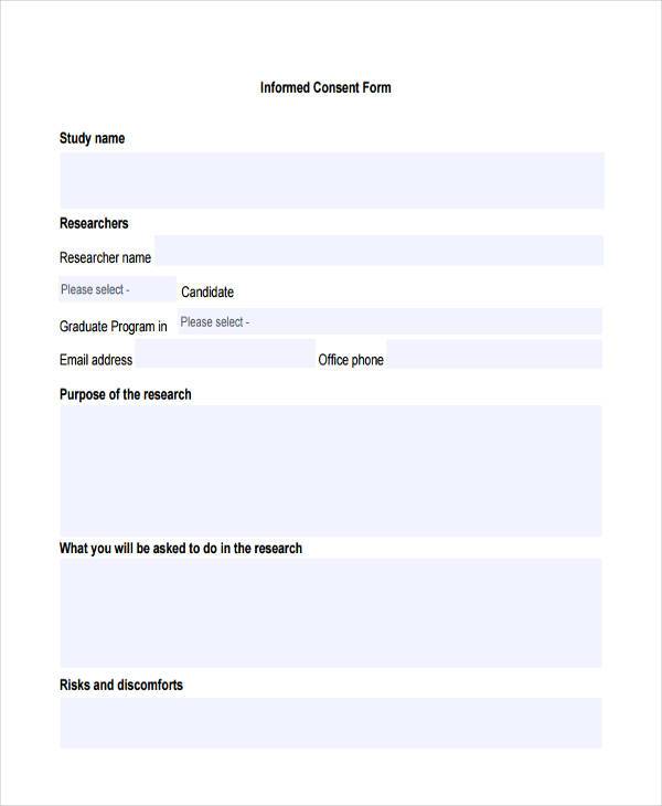 FREE 12+ Research Consent Form Samples, PDF, MS Word, Google Docs