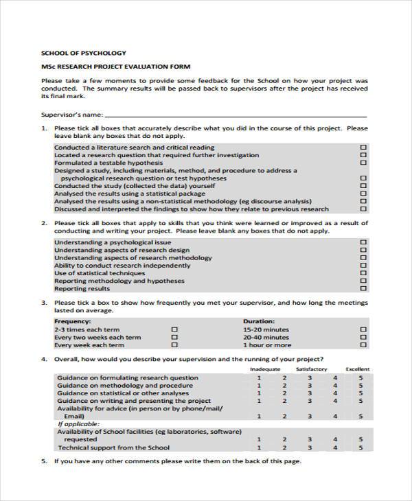 FREE 9 Project Evaluation Forms In PDF Excel