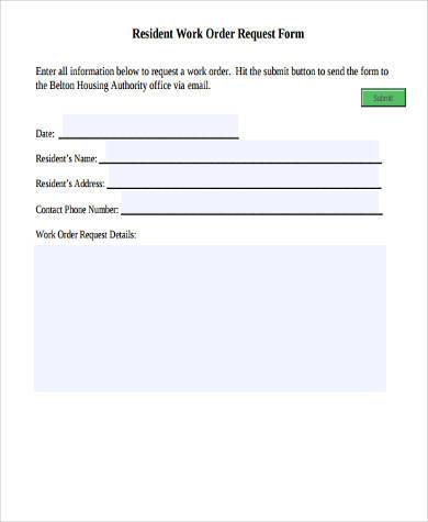 FREE 9+ Sample Work Request Forms in PDF | MS Word
