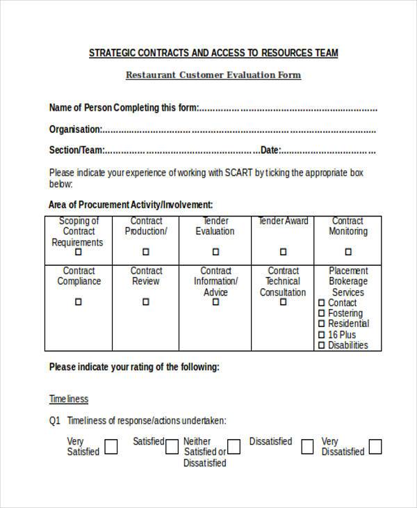 FREE 7+ Customer Evaluation Forms in PDF | MS Word