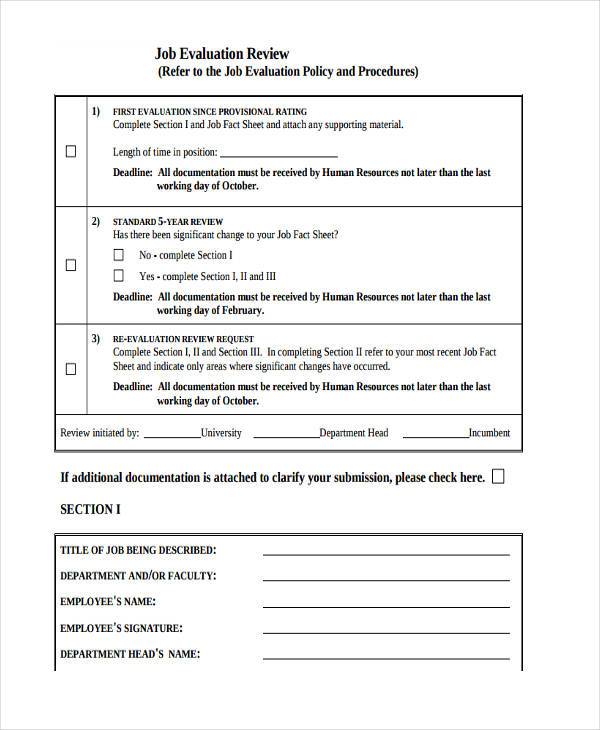 FREE 11+ Job Evaluation Forms in PDF | MS Word | Excel