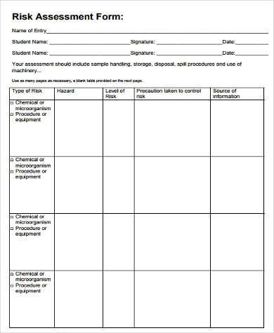 FREE 9+ Sample Safety Assessment Forms in PDF | MS Word | Excel