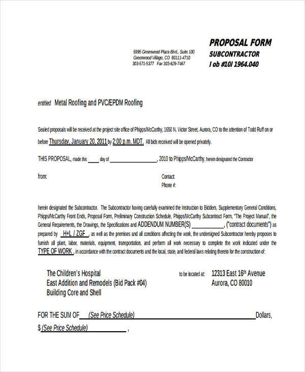 FREE 41+ Proposal Form Samples, PDF, MS Word, Google Docs, Excel